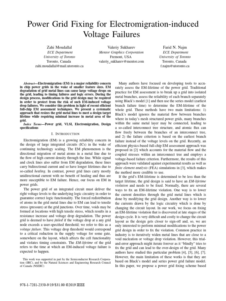 Moudallal 等 - 2019 - Power Grid Fixing for Electromigration-Induced Vol | PDF | Electronic ...