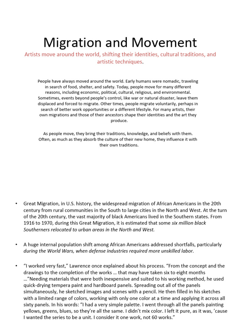 Migration And Movement Pdf Human Migration Paintings