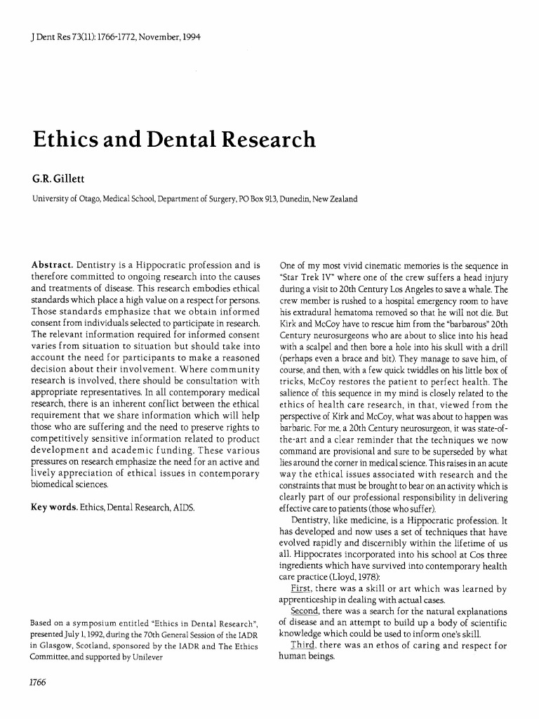 Ethics: and Dental Research | PDF | Informed Consent | Medicine