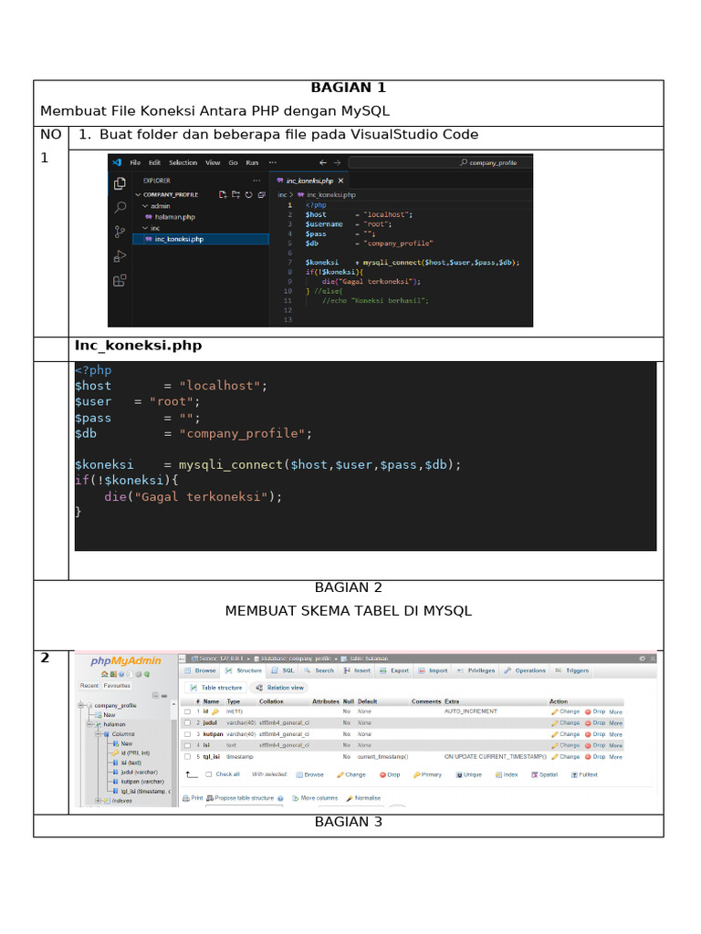 Membuat File Koneksi Antara PHP Dengan MySQL | PDF