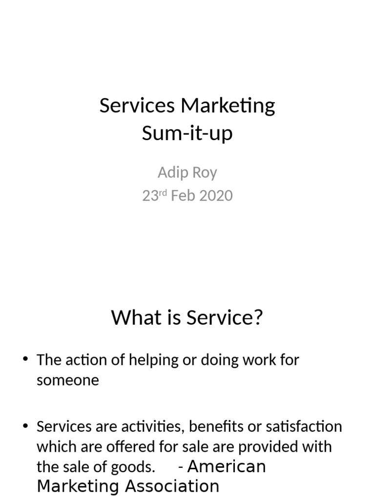 Summing Up Services Marketing | PDF | Marketing | Market (Economics)