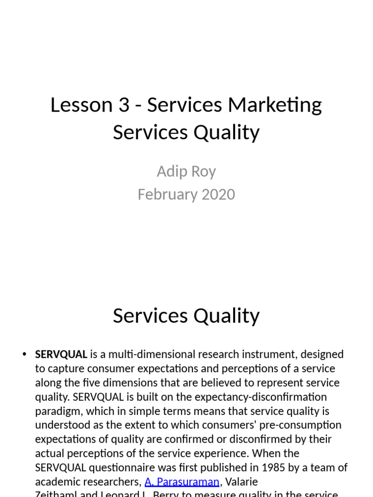 Understanding SERVQUAL in Services Marketing | PDF | Business Process ...