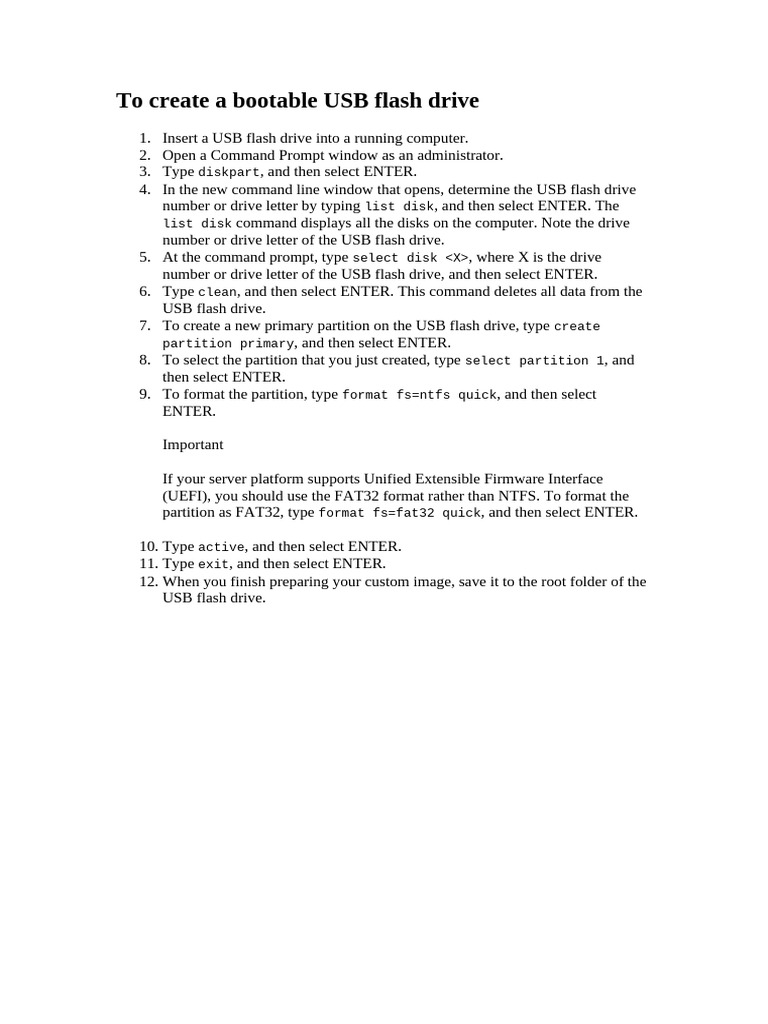 How To Create A Bootable USB Flash Drive | PDF