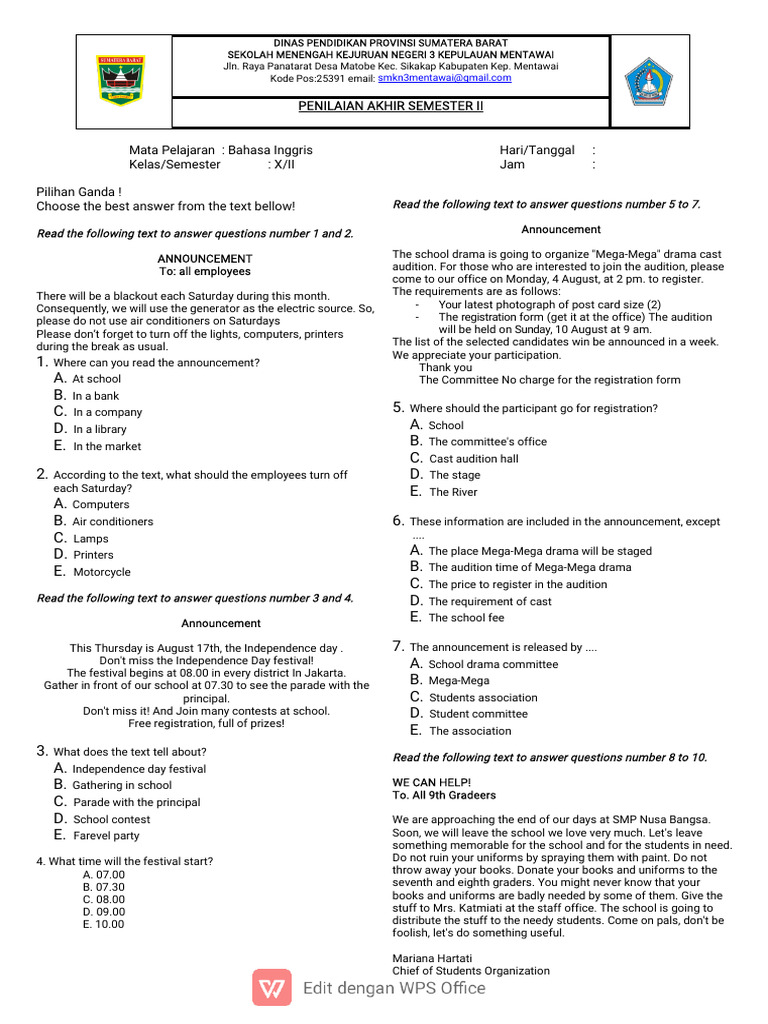 Soal Sem 2 2020.2021 | PDF