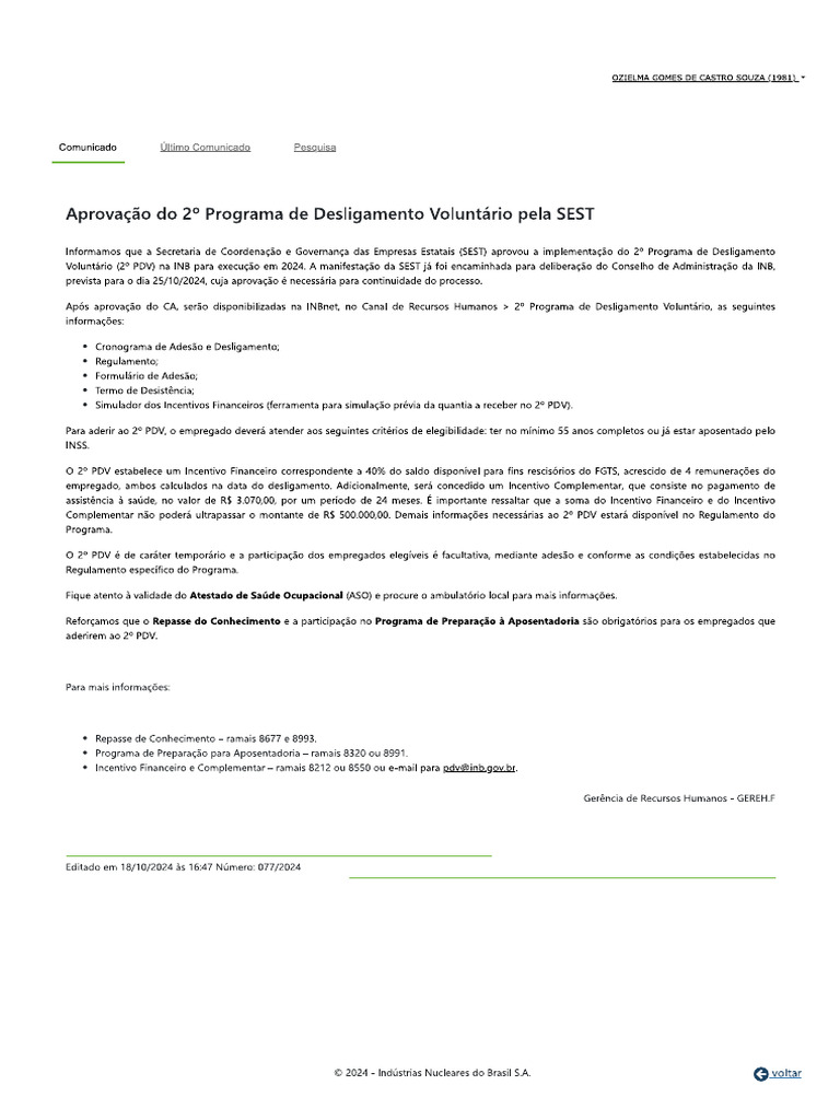 Comunicados Internos PDV - InB - 241018 - 193856 | PDF