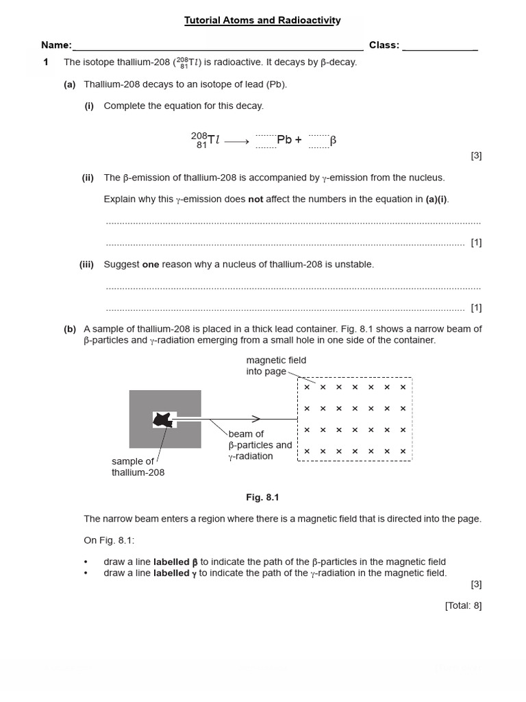 Tutorial Atoms and Radioactivity 8 | PDF | Radioactive Decay | Isotope