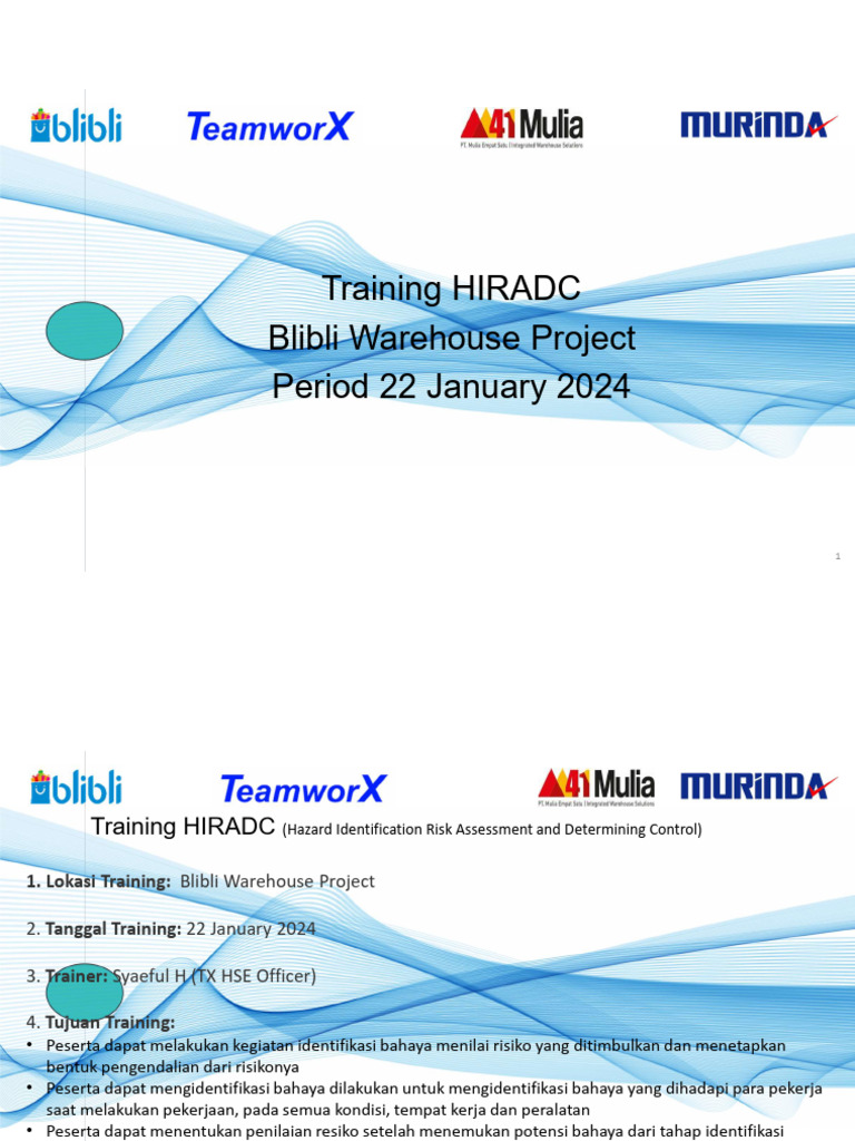 Training HIRADC Period 22 January 2024 | PDF