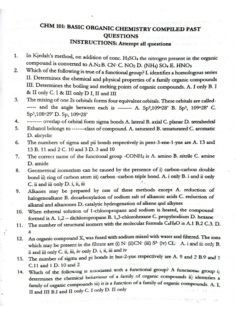 CHM 101 Questions and Answers Guide by Comr. Ugwueke Daniel 08139902771 | PDF