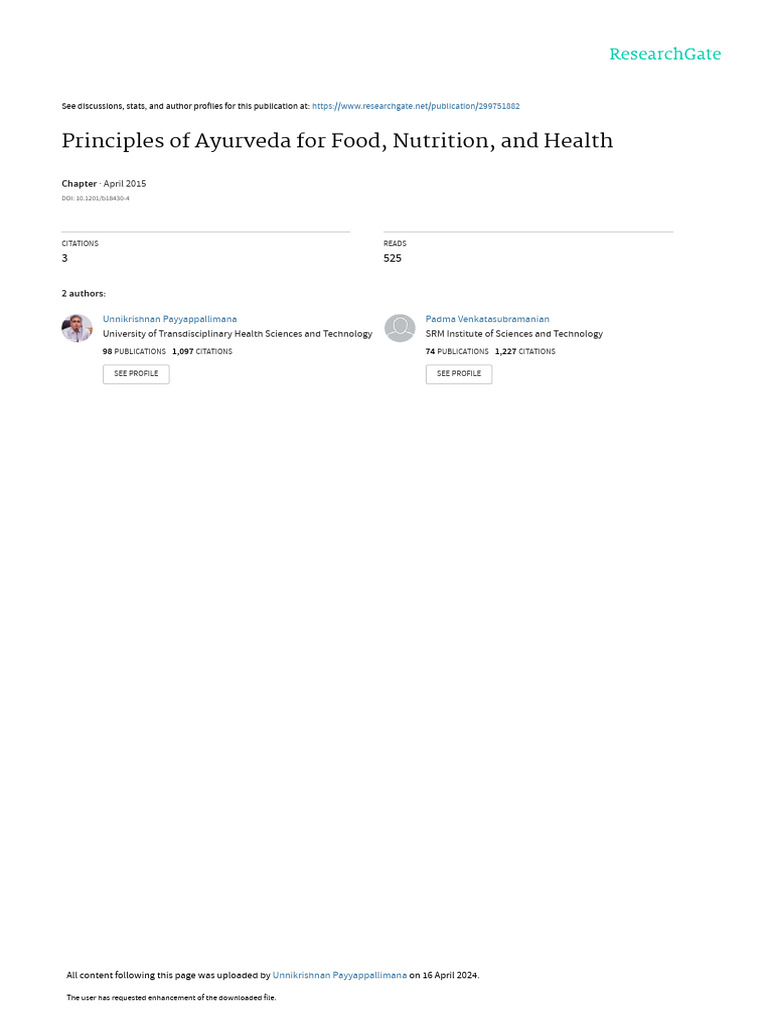 Foodandnutrition Ayurvedachapterdraft | PDF | Ayurveda | Foods