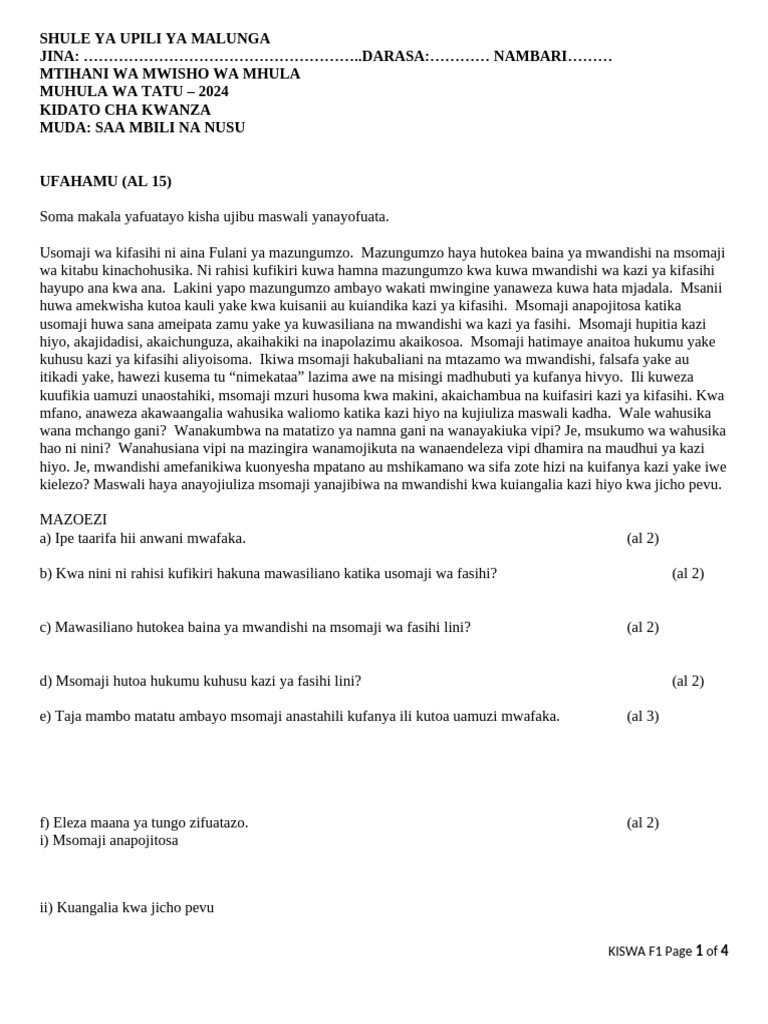 F1 Kiswa QN 2024 | PDF