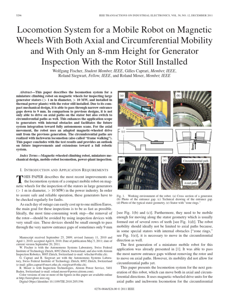 Locomotion System For A Mobile Robot On | PDF | Nondestructive Testing ...