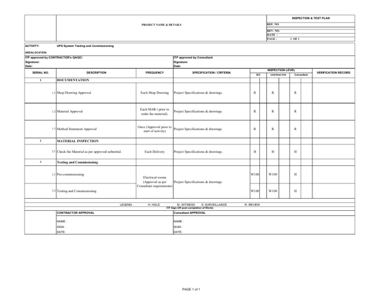 UPS System Inspection & Approval Plan | PDF | Specification (Technical ...