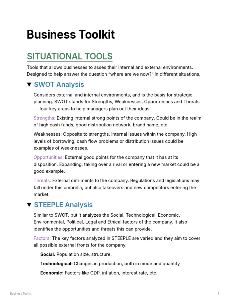 business Toolkit | PDF | Swot Analysis | Economies