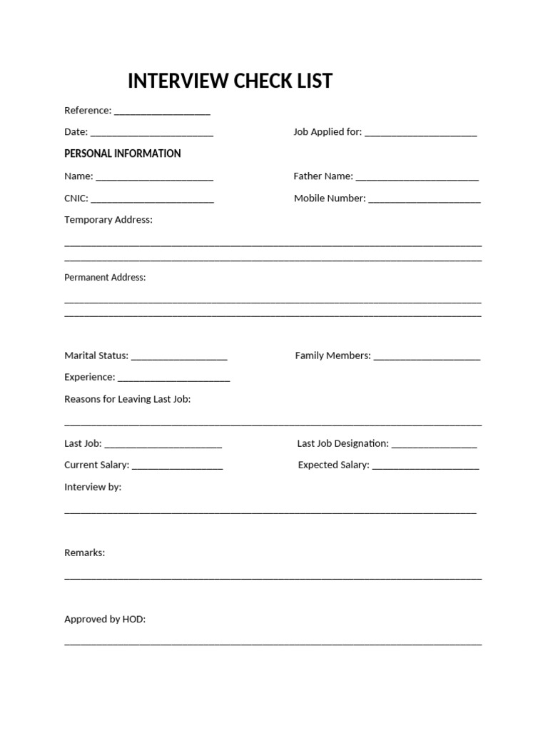 Interview Check List | PDF