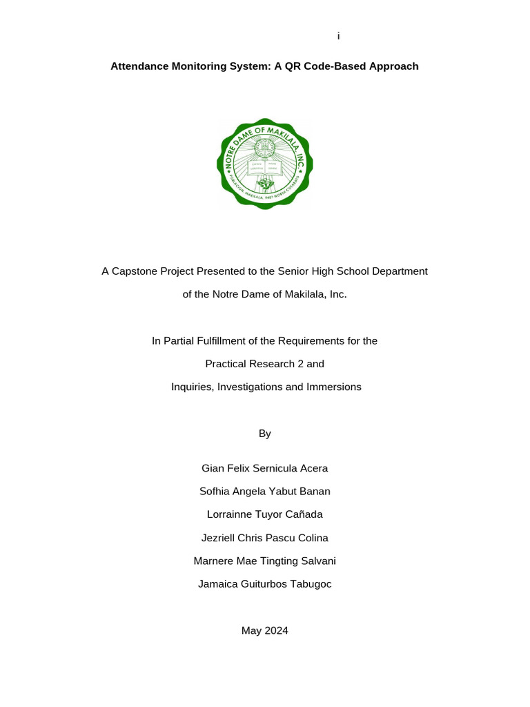 Attendance Monitoring System: A QR Code-Based Approach | PDF | Qr Code ...