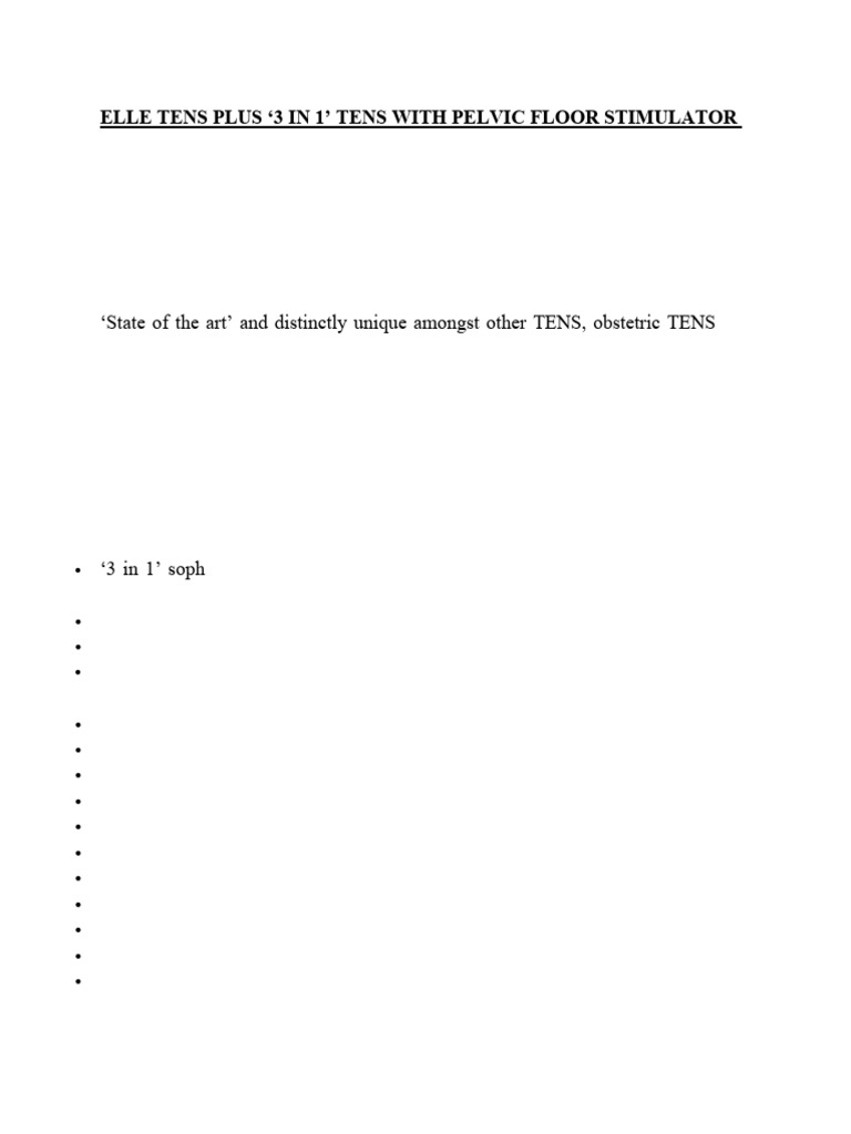 Elle TENS Plus - Panache Healthneeds | PDF | Urinary Incontinence ...