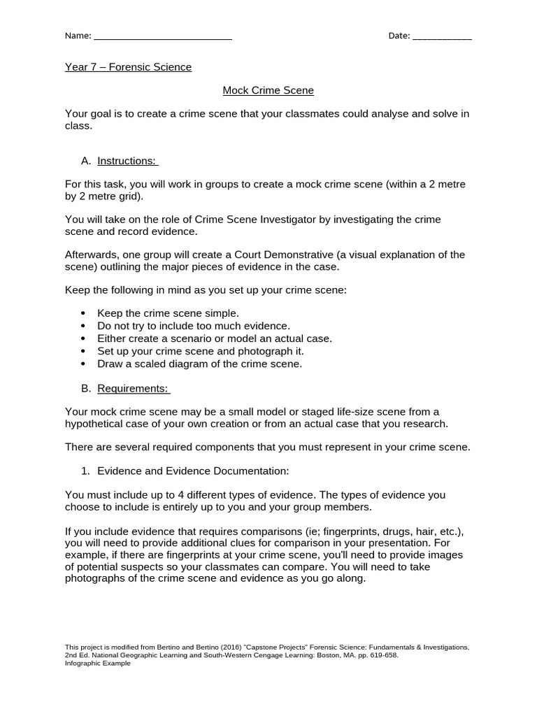 Creating a Mock Crime Scene Project | PDF | Crime Scene | Criminology