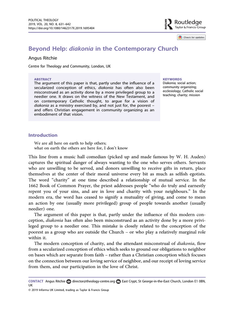 Diakonia: Redefining Service in Faith | PDF | Sacraments | Deacon