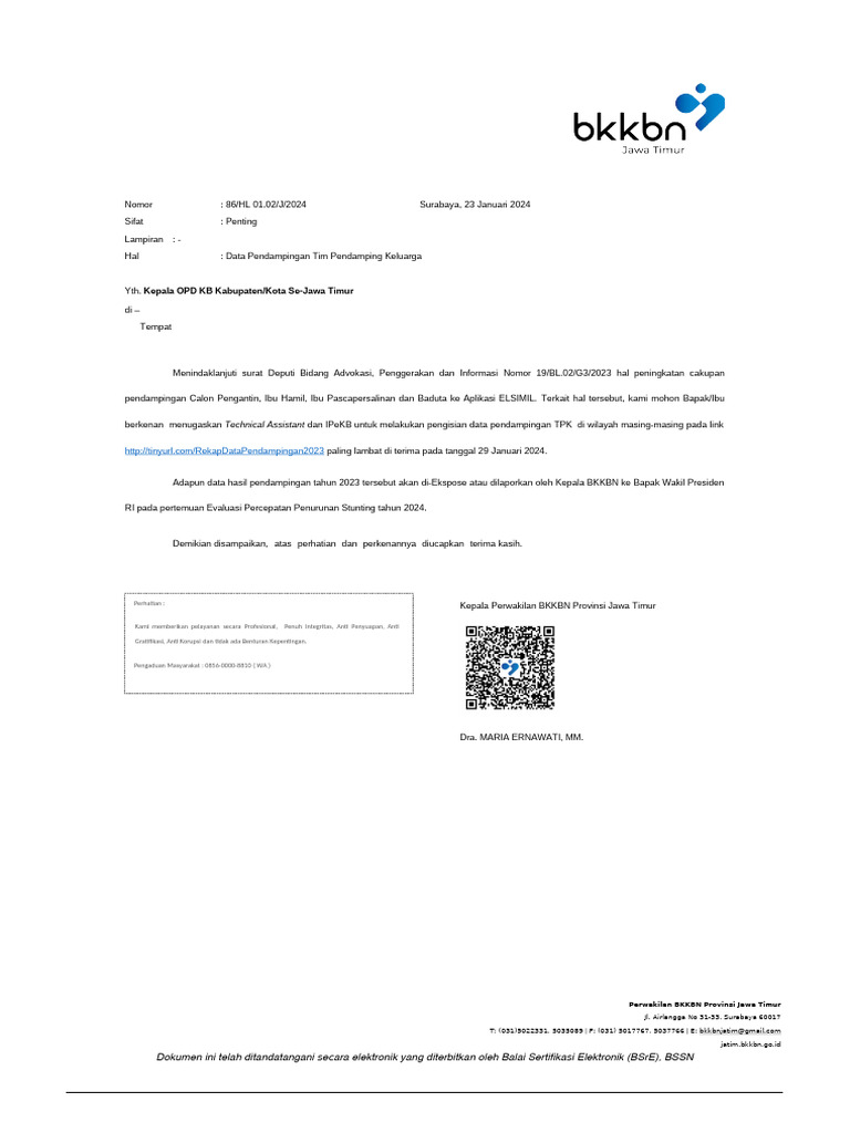 A. 23 Januari 2024 Surat Rekap Data Pendampingan TPK | PDF