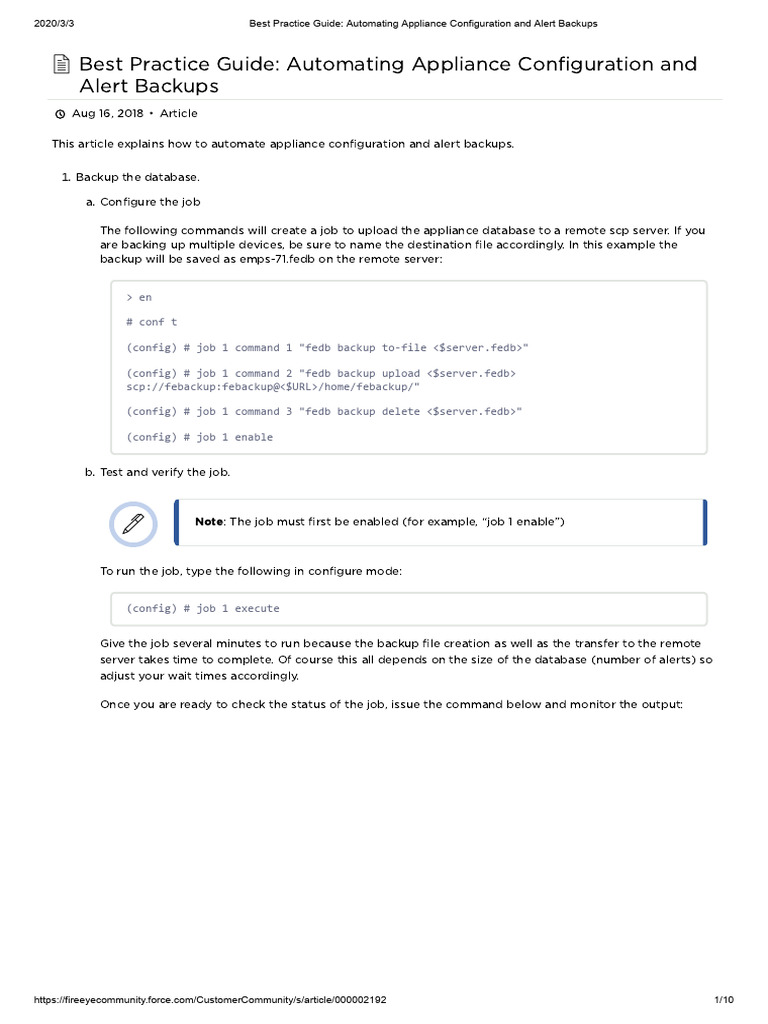 Best Practice Guide - Automating Appliance Configuration and Alert Backups | PDF | Secure Shell ...