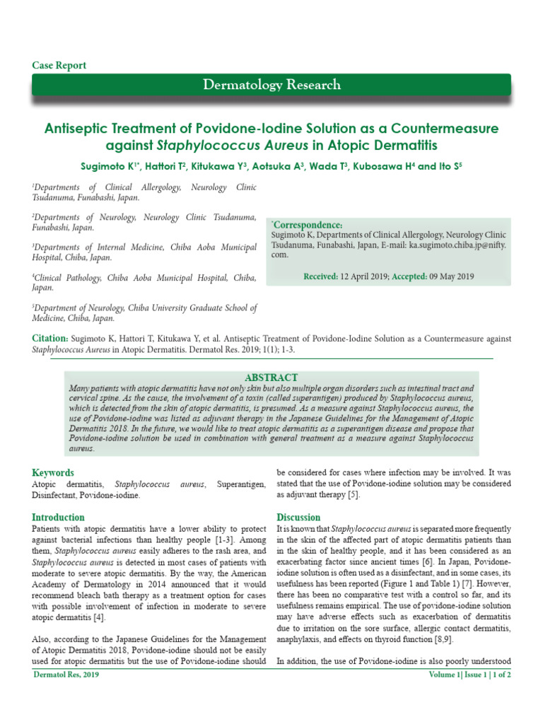 Antiseptic Treatment of Povidone-Iodine Solution As A Countermeasure Against Staphylococcus ...