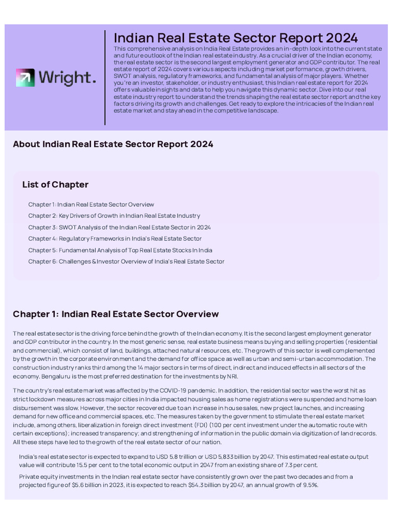 Indian Real Estate Sector Insights 2024 | PDF | Investing | Equity ...
