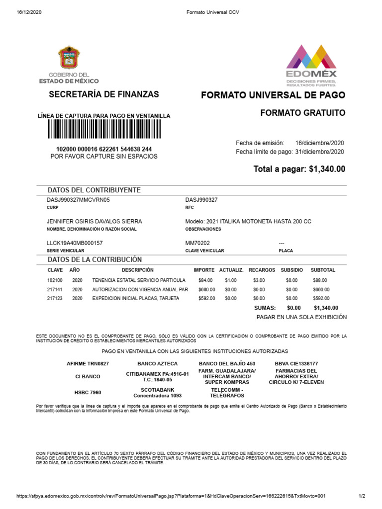 Formato de Pago | PDF | Bancario | Servicios financieros