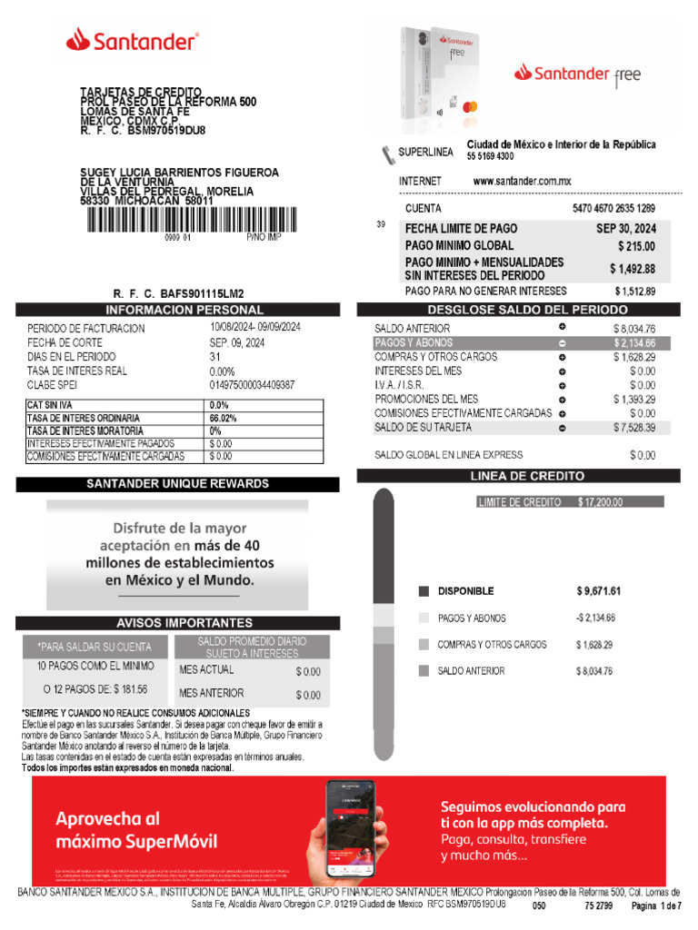 Estado de Cuenta Septiembre 2024 | PDF