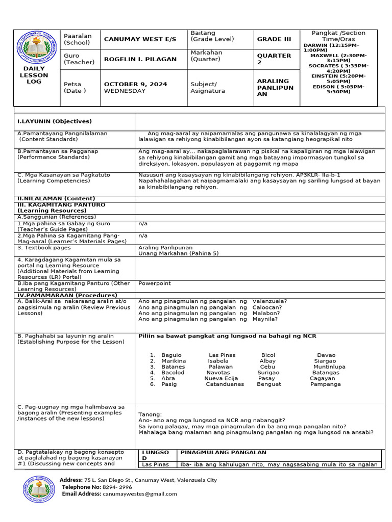 Ap3 Q2W1 Friday | PDF