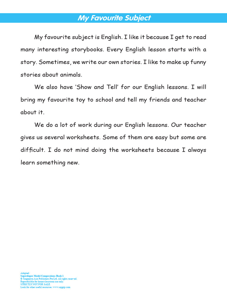 My Favourite Subject | PDF | Foreign Language Studies | Home & Garden