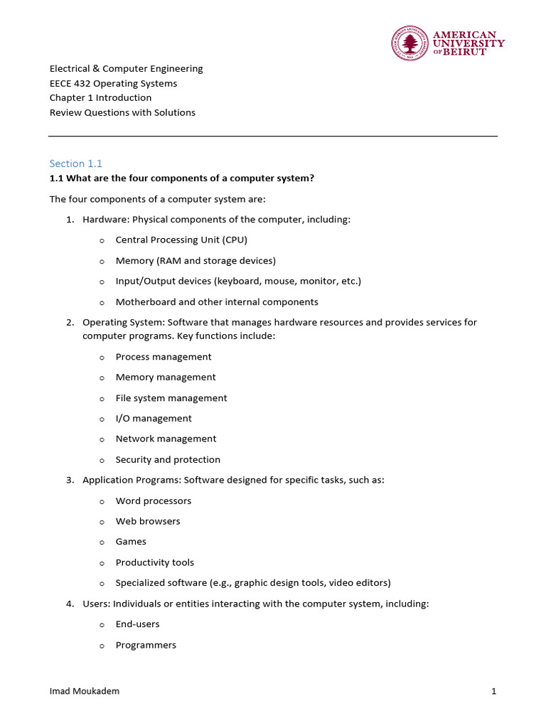 Operating Systems Study Guide | PDF | Process (Computing) | Operating ...