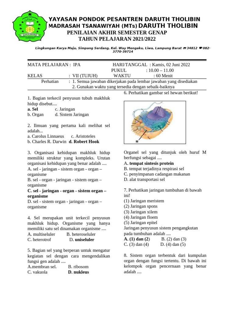 Soal PAS IPA KELAS 7 | PDF