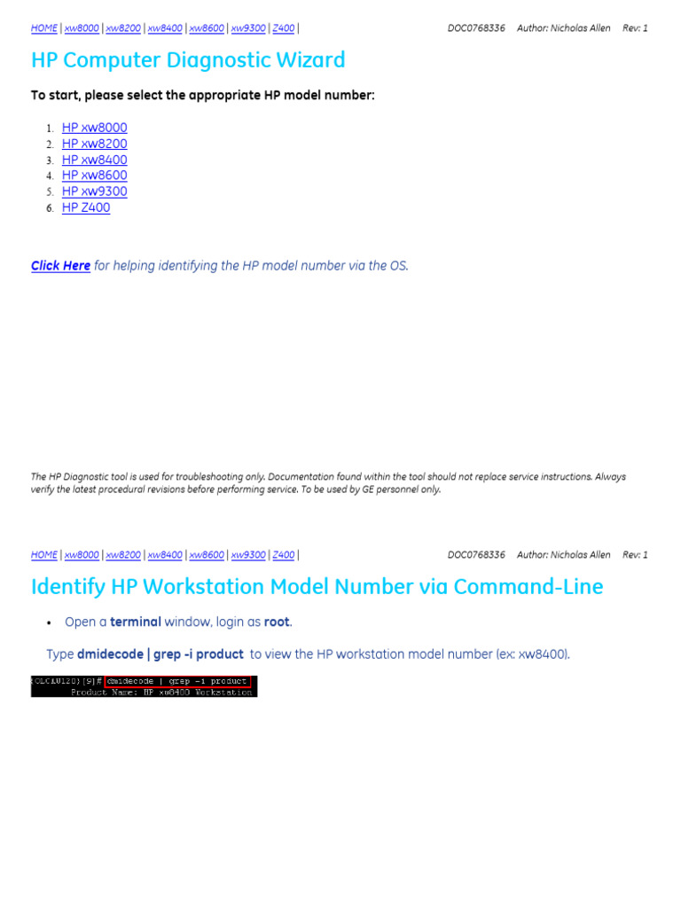 HP Workstation Diagnostic Wizard DOC0768336 Rev1 | PDF | Bios | Booting