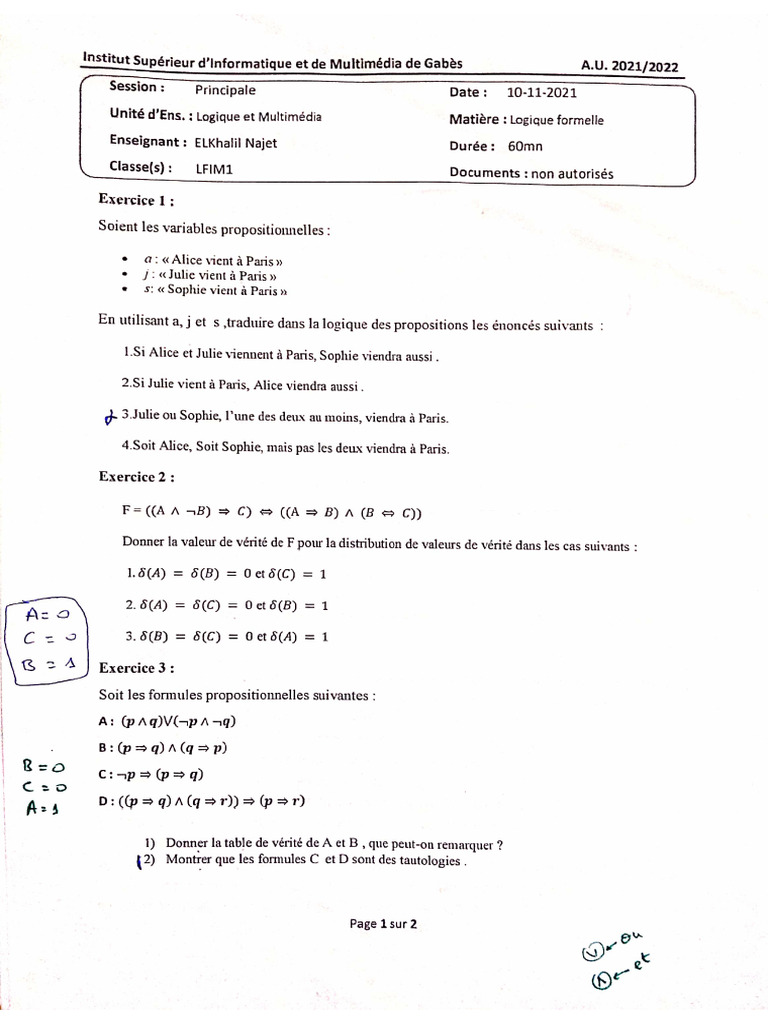 ds logique formelle | PDF