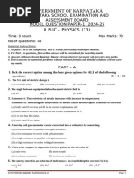 2nd PU Physics Model Question Paper 2024-2025 | PDF | Photoelectric ...