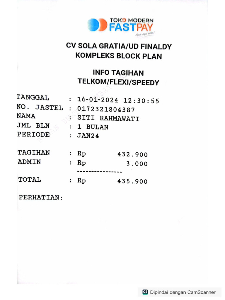 Struk Wifi Jan 24 | PDF