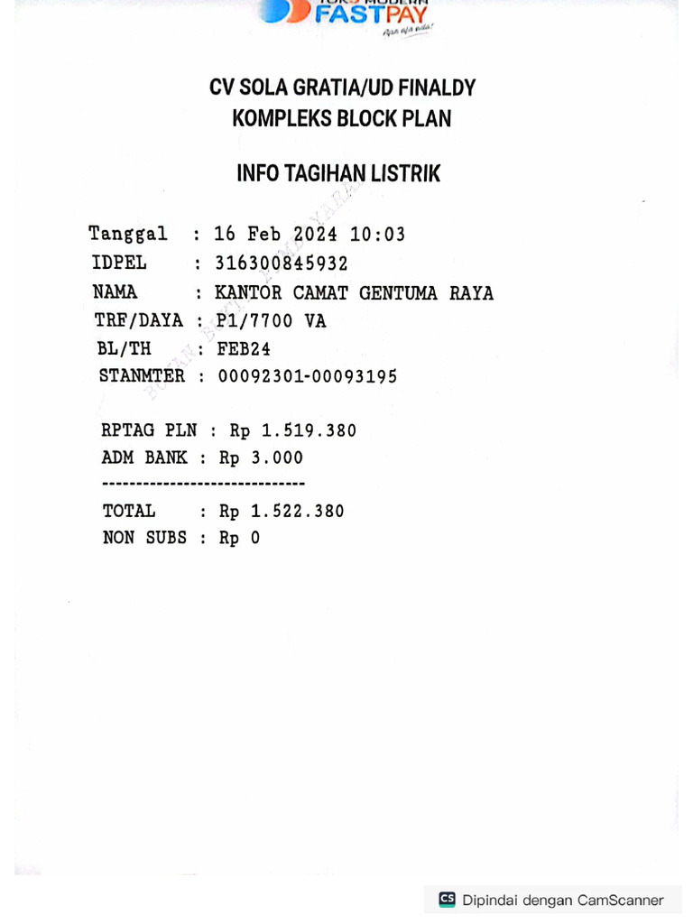 Struk Listrik Feb 24 | PDF