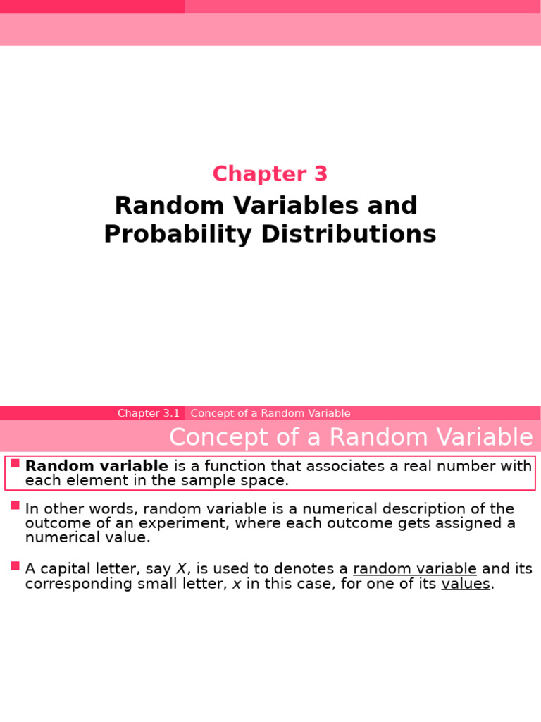 CH 3 Random Variables and Probability Distributions | PDF | Probability ...