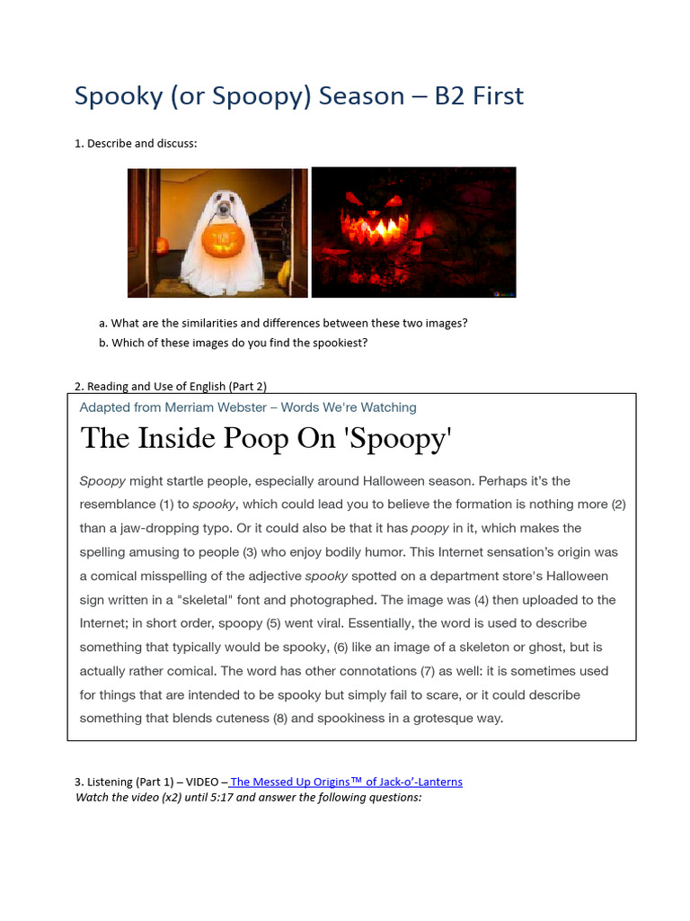 Spoopy Season Fce Student Handout 1 | PDF | Hell | Satan