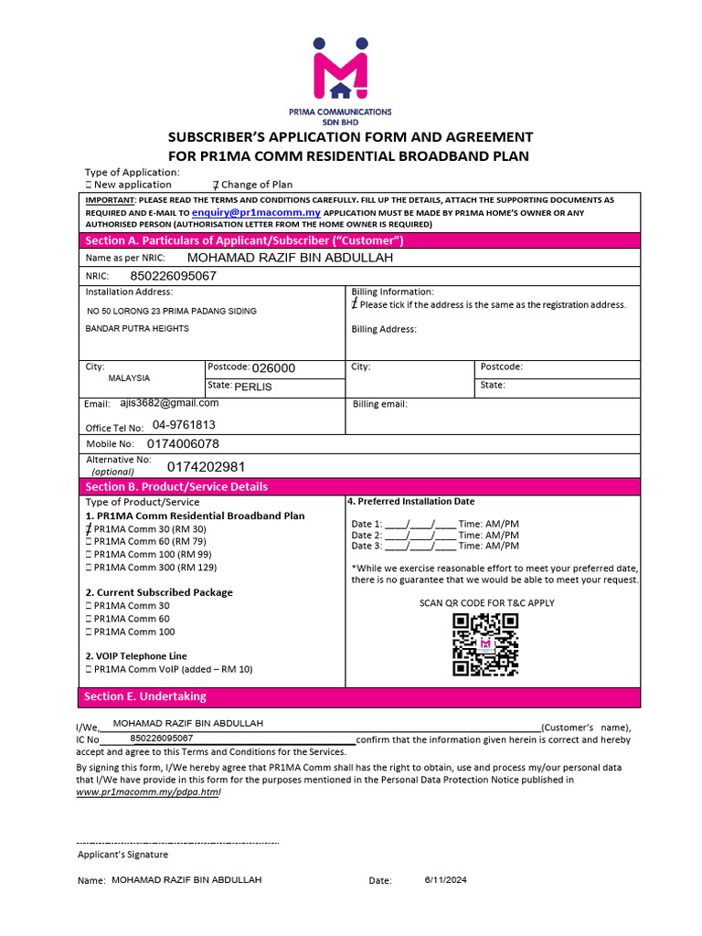 Application Form PR1MA COMM 2024 | PDF | Service Industries ...