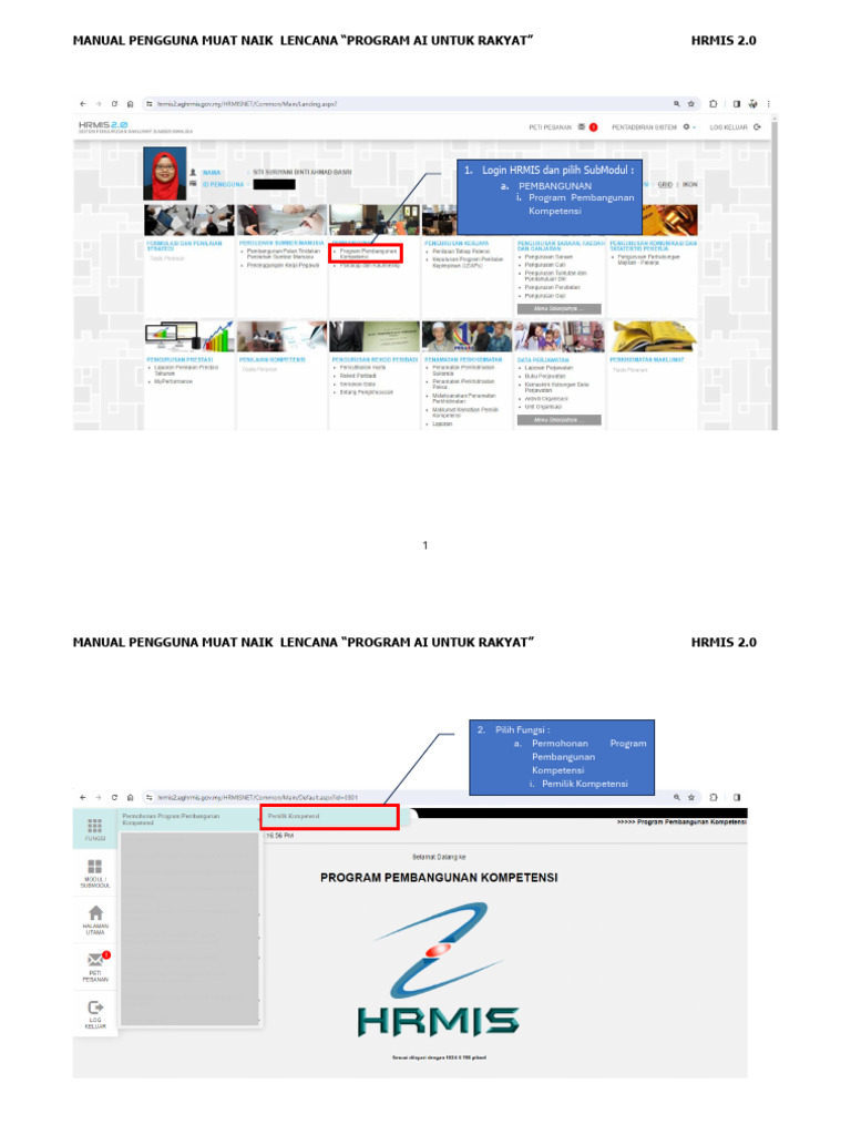 Manual Pengguna Hrmis 2 0 Cara Muatnaik Lencana Program Ai Untuk Rakyat | PDF