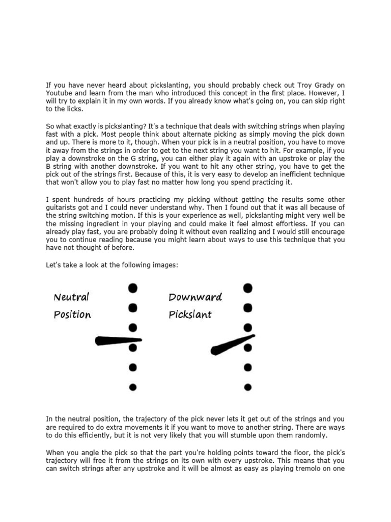 Mastering Downward Pickslanting Techniques | PDF | Scale (Music ...