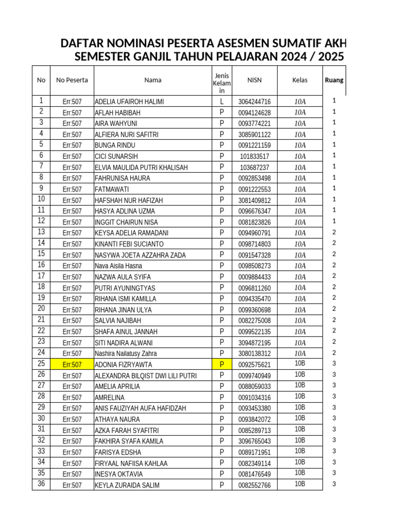 Nominasi Peserta ASAS 2024-2025 | PDF | Sports & Recreation