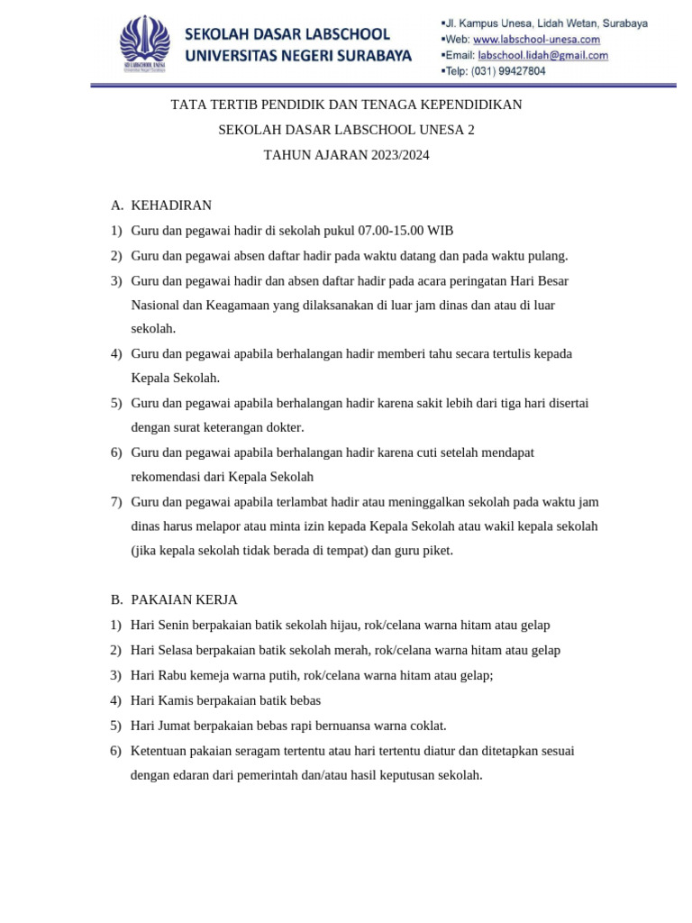 SOP Guru Dan Tendik 2023 | PDF | Karier & Perkembangan