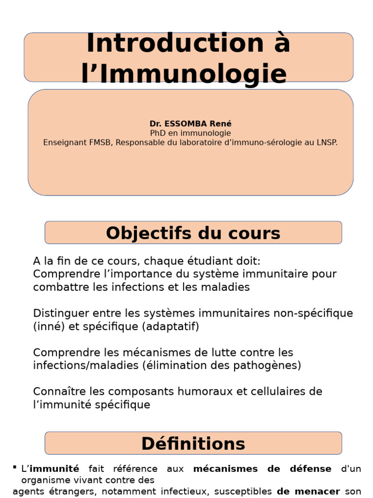 Introduction À L'immunologie | PDF | Système immunitaire | Immunologie