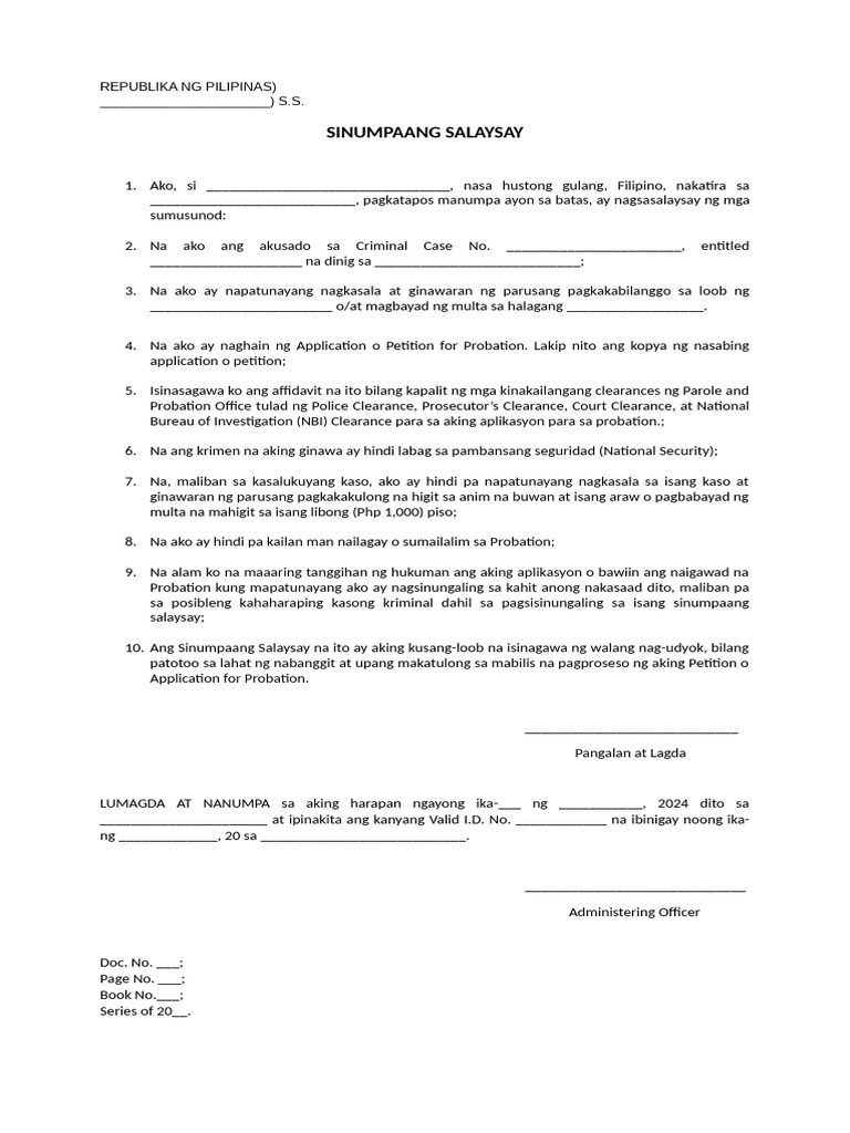 Sinumpaang Salaysay | PDF