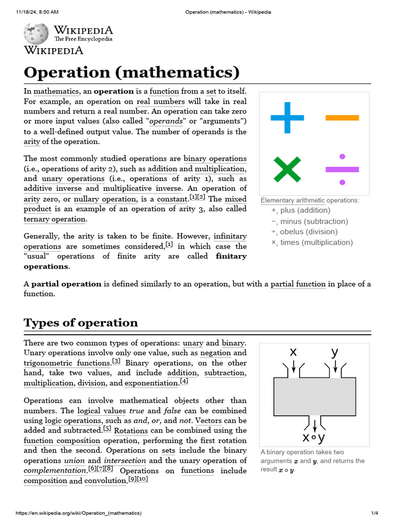 Operation (Mathematics) - Wikipedia | PDF | Mathematical Logic ...