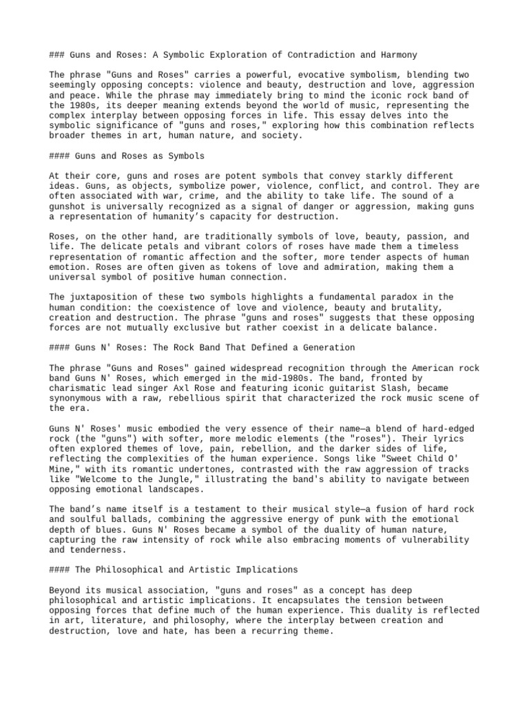 Guns and Roses A Symbolic Explo | PDF | Love | Rock Music