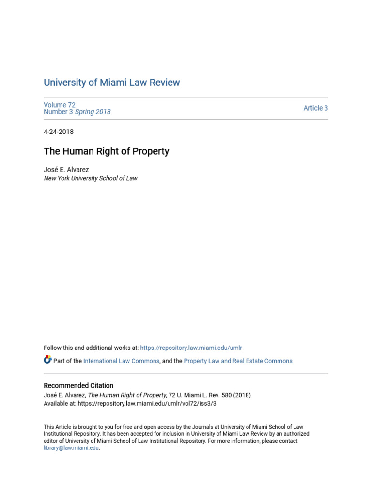 The Human Right of Property | PDF | Property | International Law