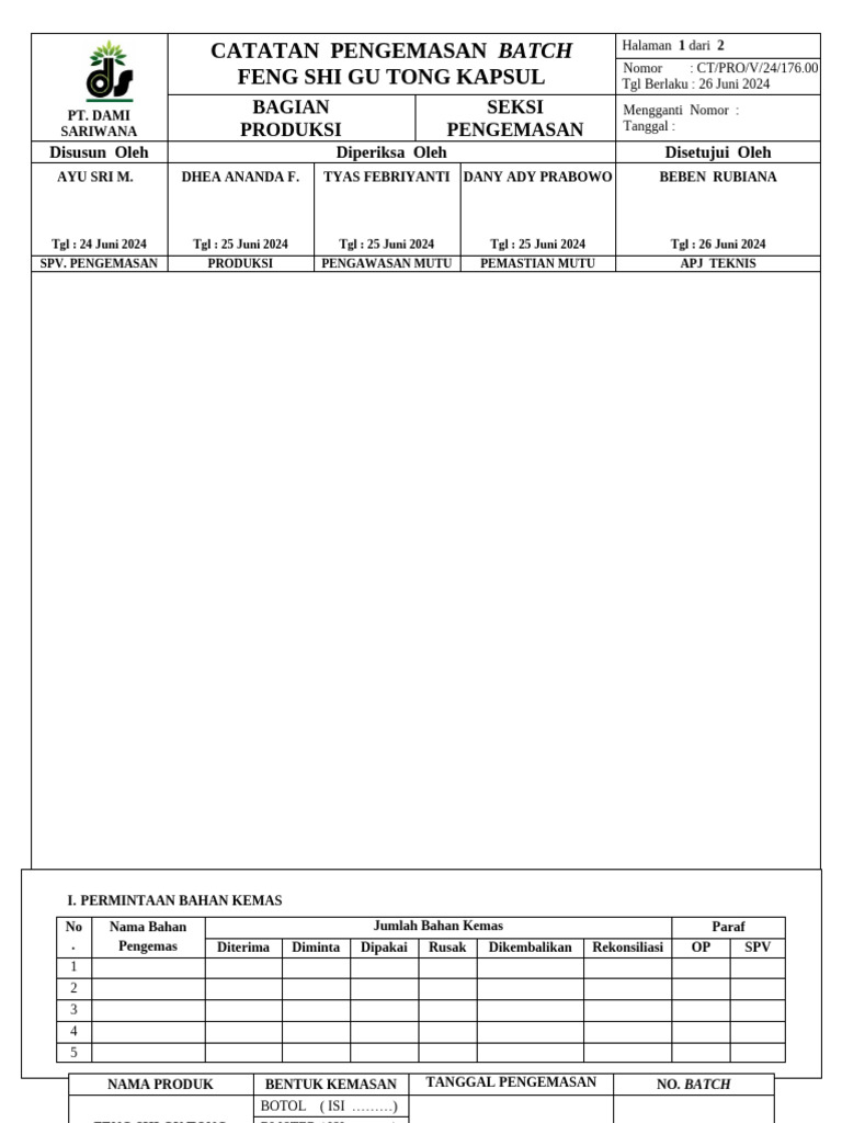 Catatan Pengemasan Draf | PDF